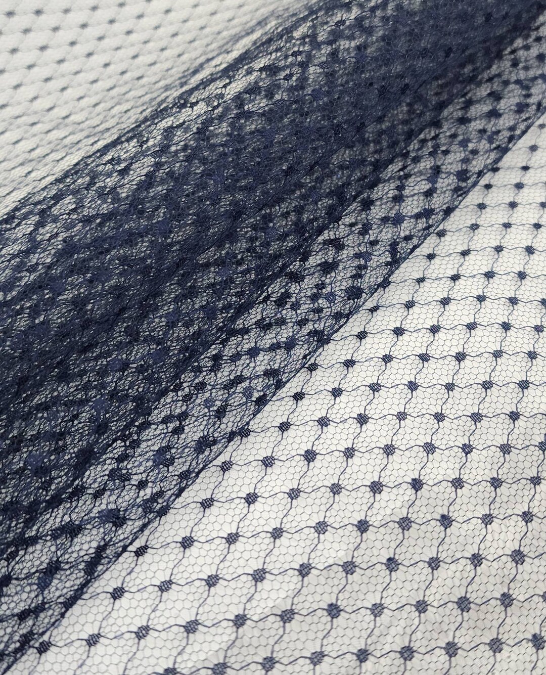 Navy Blue Swiss Dot Point Dspirit Netting Dotted Tulle Veil Fabric for ...