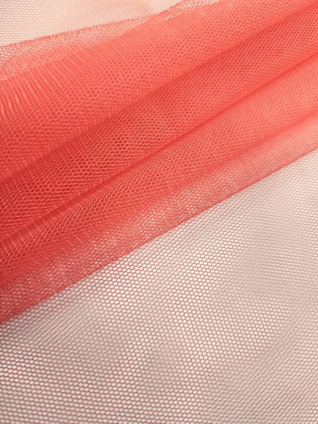 LIGHT CORAL English Netting Fabric by the Yard - Stretch Netting for ...