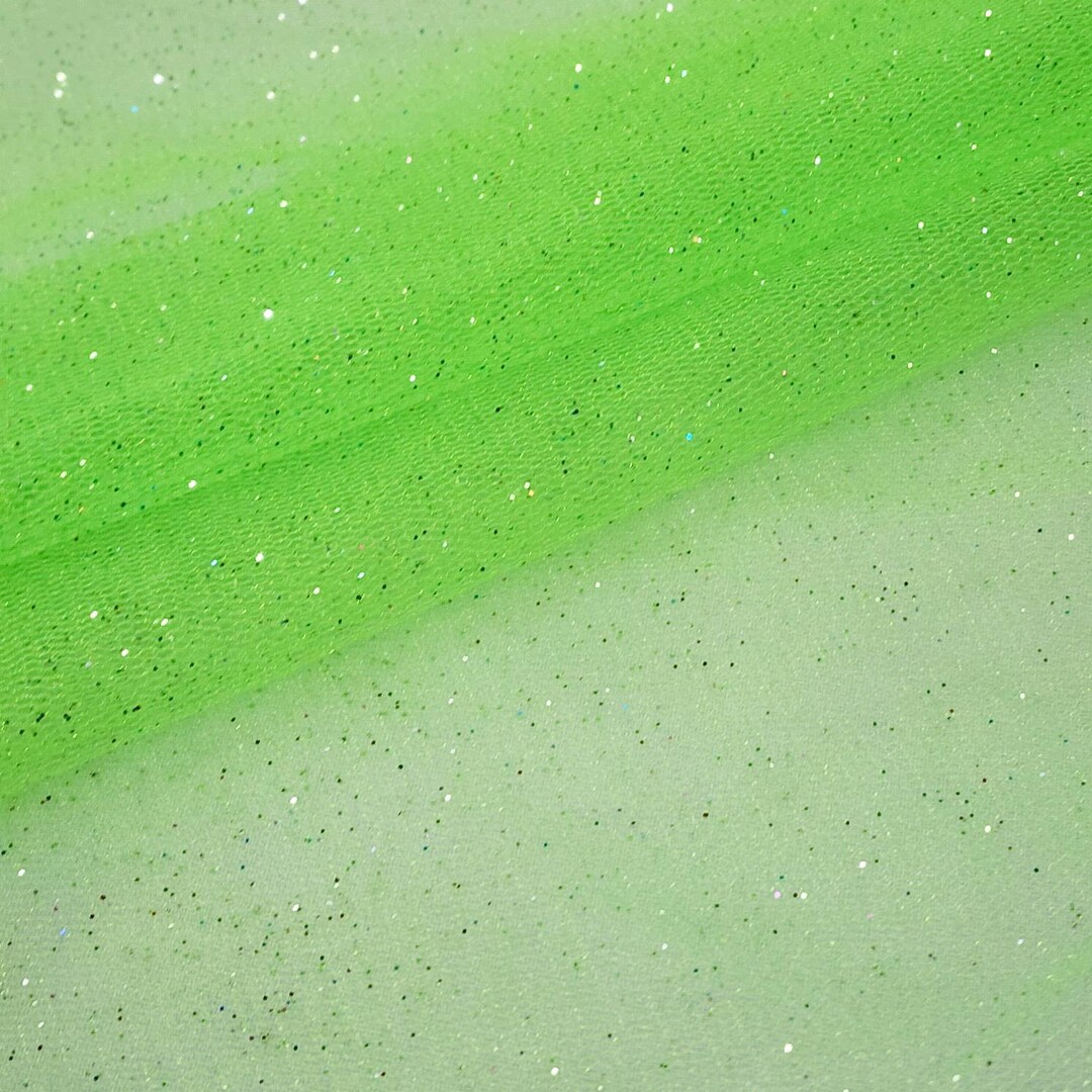 Neon Green Glitter Tulle Fabric - Sparkle Tulle Fabric by the Yard for ...