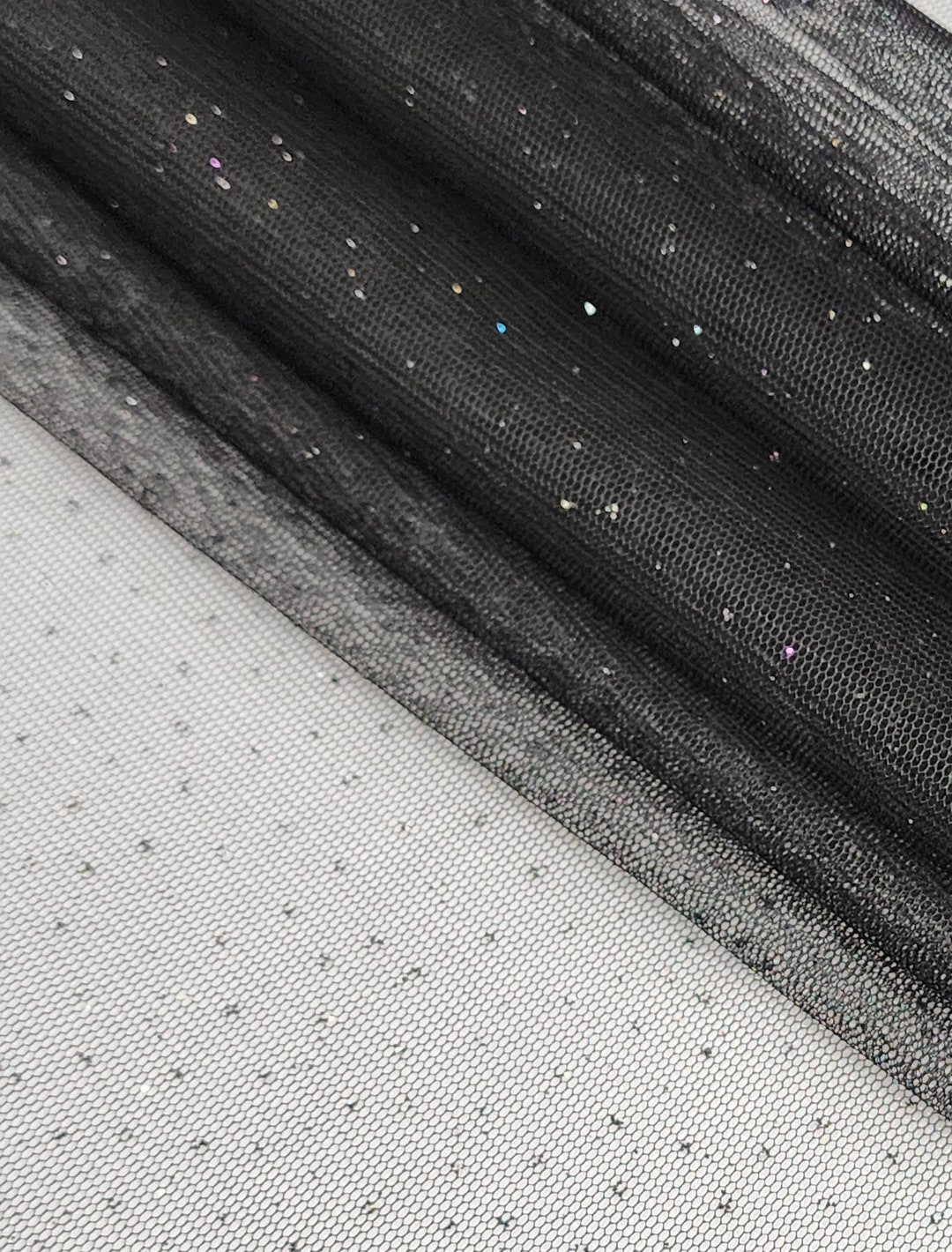 BLACK BLACK Glitter Sparkle English Netting Tulle Fabric by the Yard ...