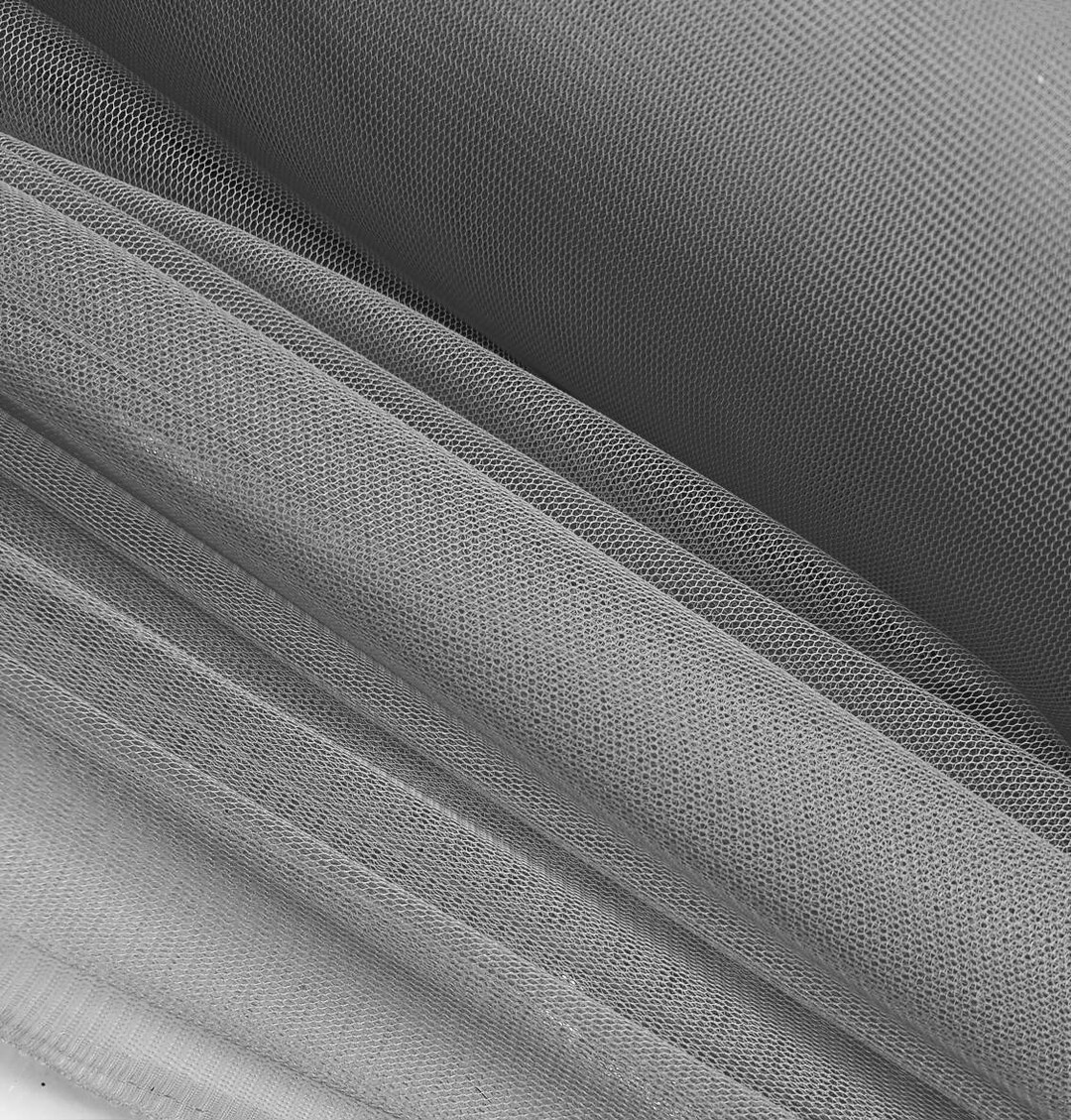 Gray English Netting Fabric by the Yard Stretch Netting for Dress ...
