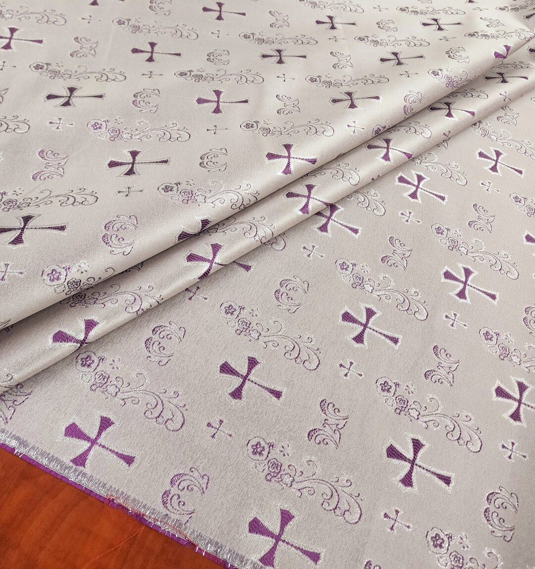 Dark Purple Silver Religious Fabric Liturgical Ecclesiastical Church ...