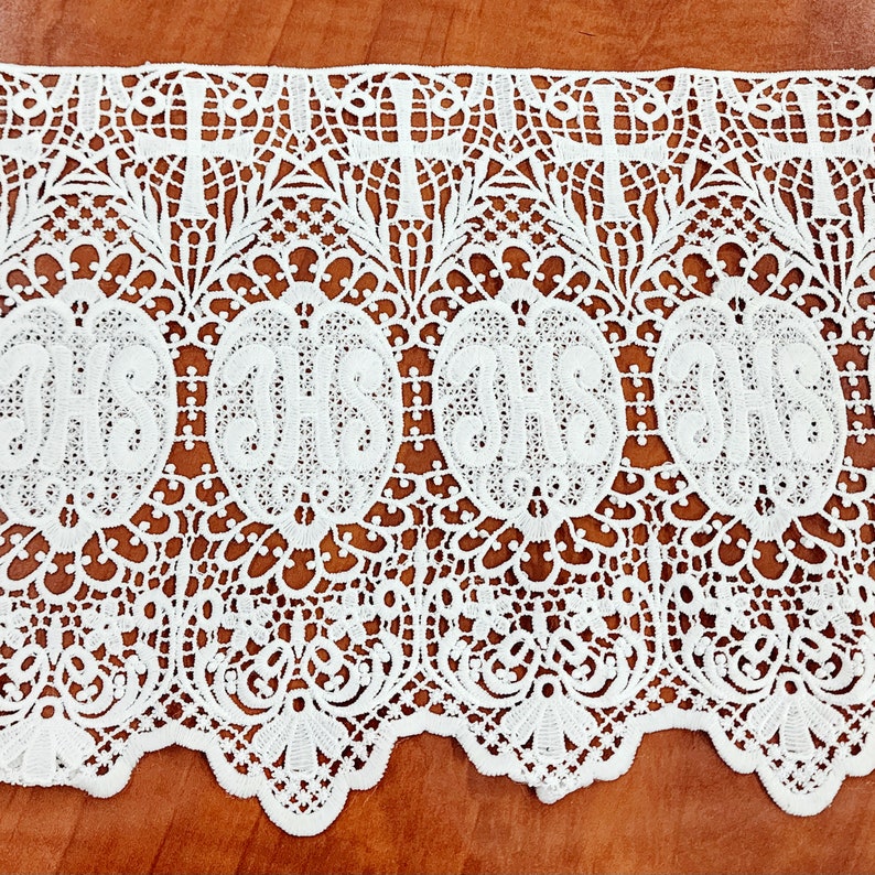 White Marian Lace Liturgical Trim Fabric Altar Decor Catholic Edging ...