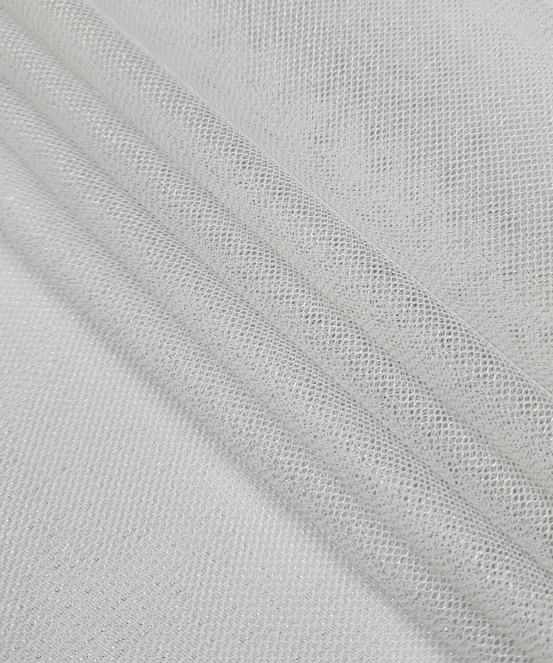 White Silver Metallic English Netting Fabric by the Yard, Shimmer ...