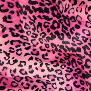 Pink Black Leopard Animal Print Velboa Faux Fur Fabric 60"width by the ...