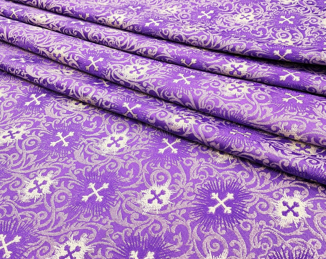 Purple Gold Religious Brocade Fabric Liturgical - Etsy