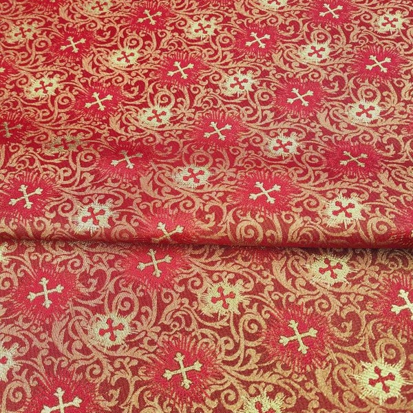 Red Gold Fabric - Etsy