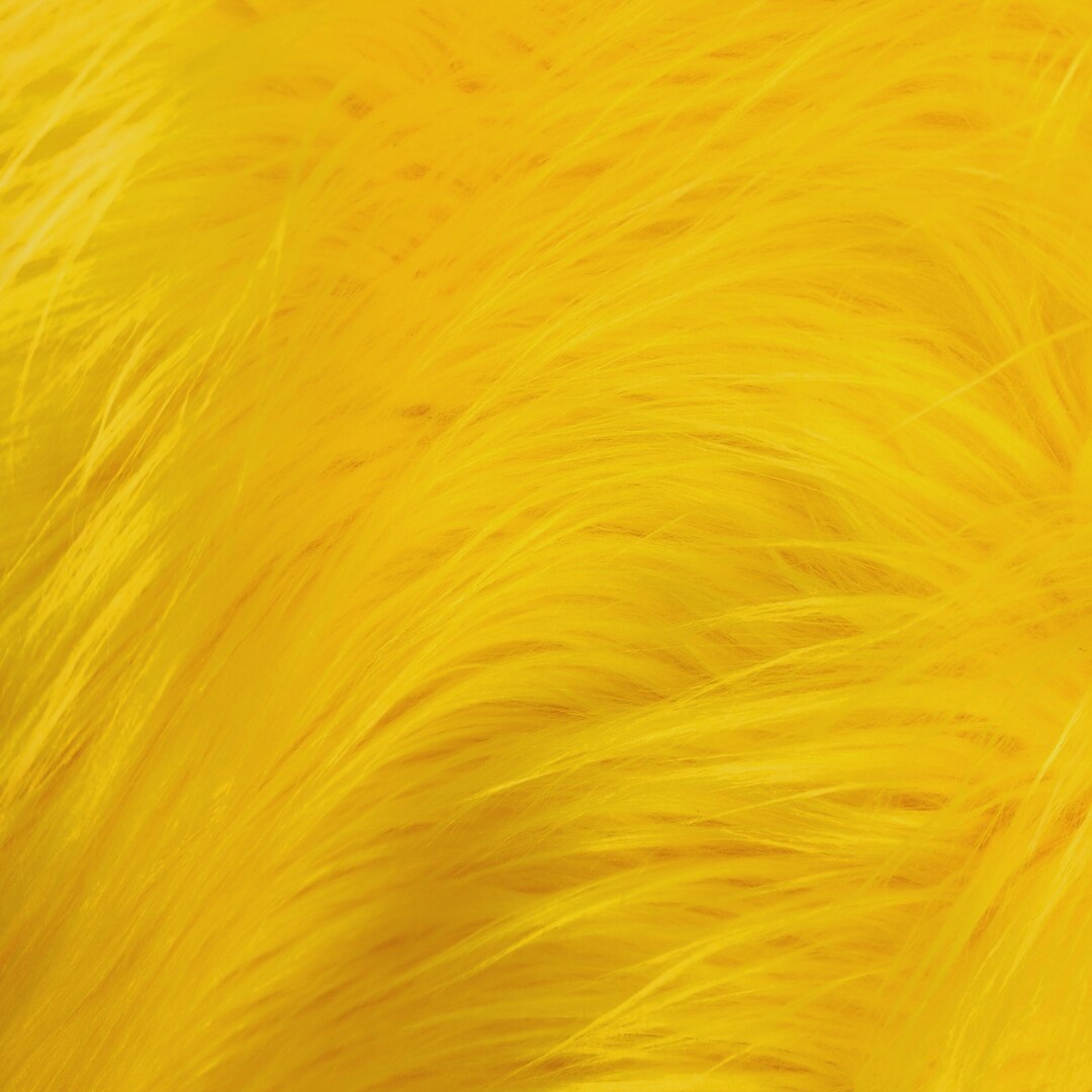 Yellow Long Pile Soft Faux Fur Fabric Shag Shaggy Material by Yard for ...