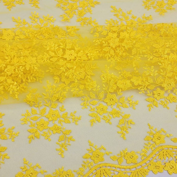 Yellow Lace Fabric - Etsy UK