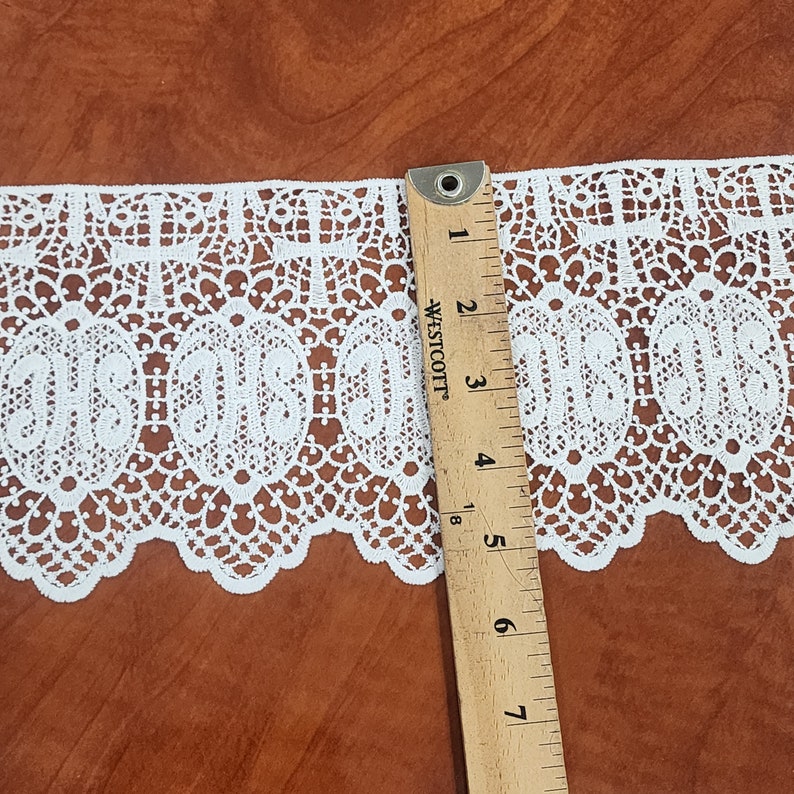 White Liturgical Lace Trim Fabric by the Yard Religious Marian Lace JHS ...