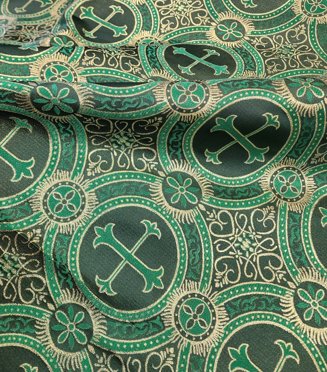 Hunter Green Gold Church Brocade Liturgical Fabric - Etsy