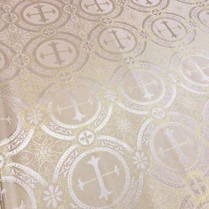 Ivory Gold Religious Brocade Liturgical Fabric Ecclesiastical Jacquard ...