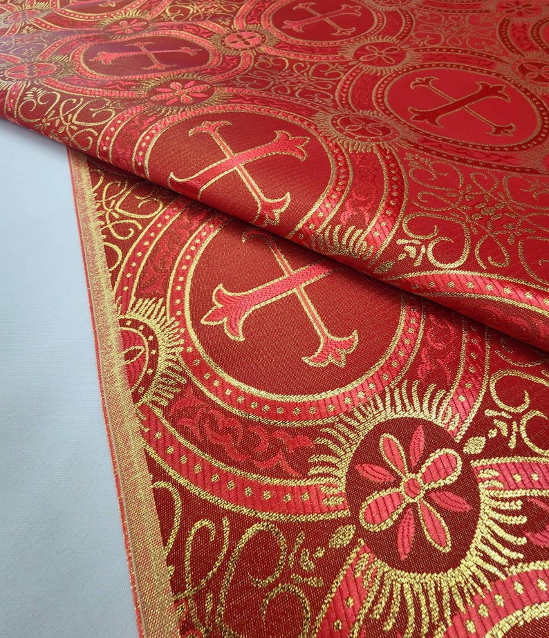 Red Gold Religious Brocade - Liturgical Fabric - Ecclesiastical ...