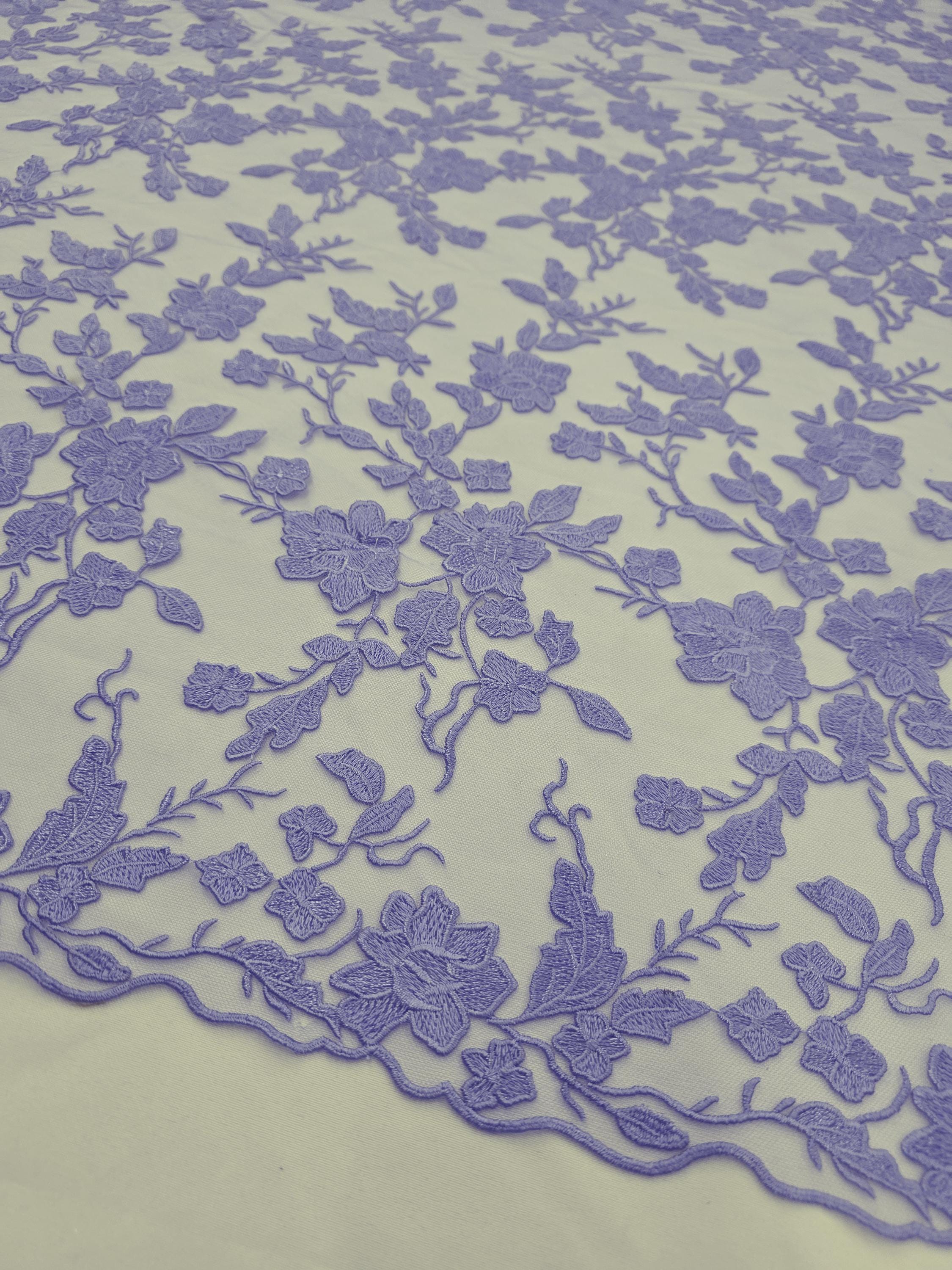 Lavender Floral Embroidery Mesh Lace Fabric by the Yard for Wedding ...