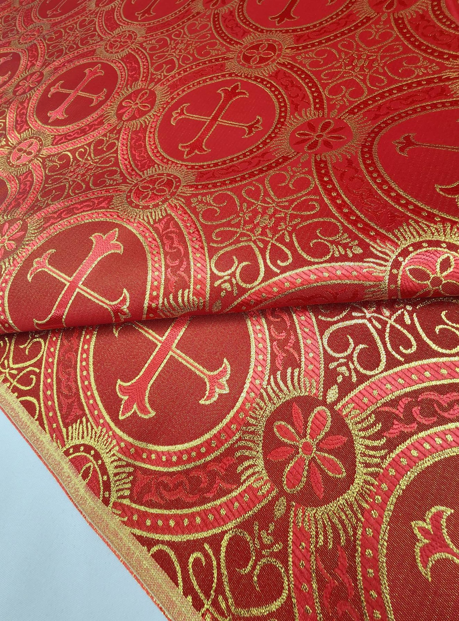Red Gold Religious Brocade Liturgical Fabric - Etsy