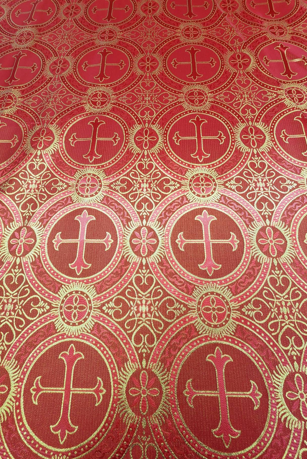 Red Gold Religious Brocade - Liturgical Fabric - Ecclesiastical ...