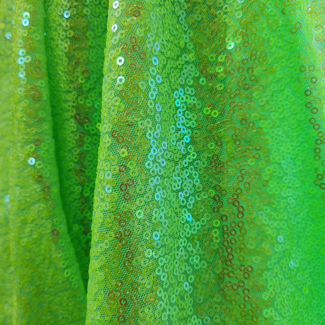 Neon Green Sequins on Mesh Fabric by the Yard STYLE 240 - Etsy