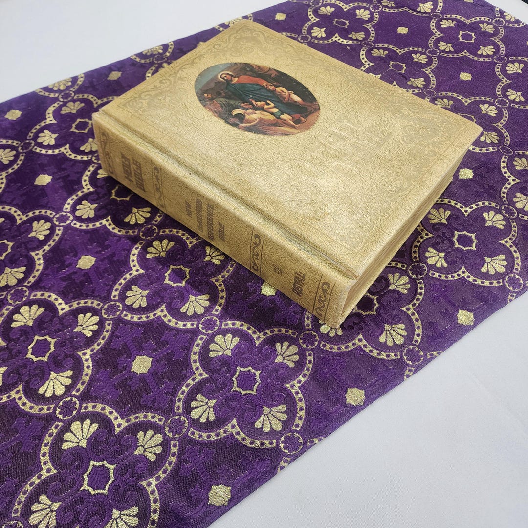 Liturgical Prayer Table Cloth Catholic Christian Catechesis Purple Gold ...