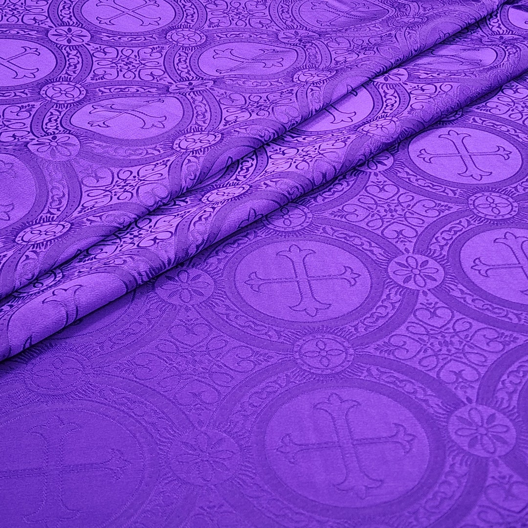 Purple Liturgical Fabric Religious Jacquard Brocade Vestment Events ...