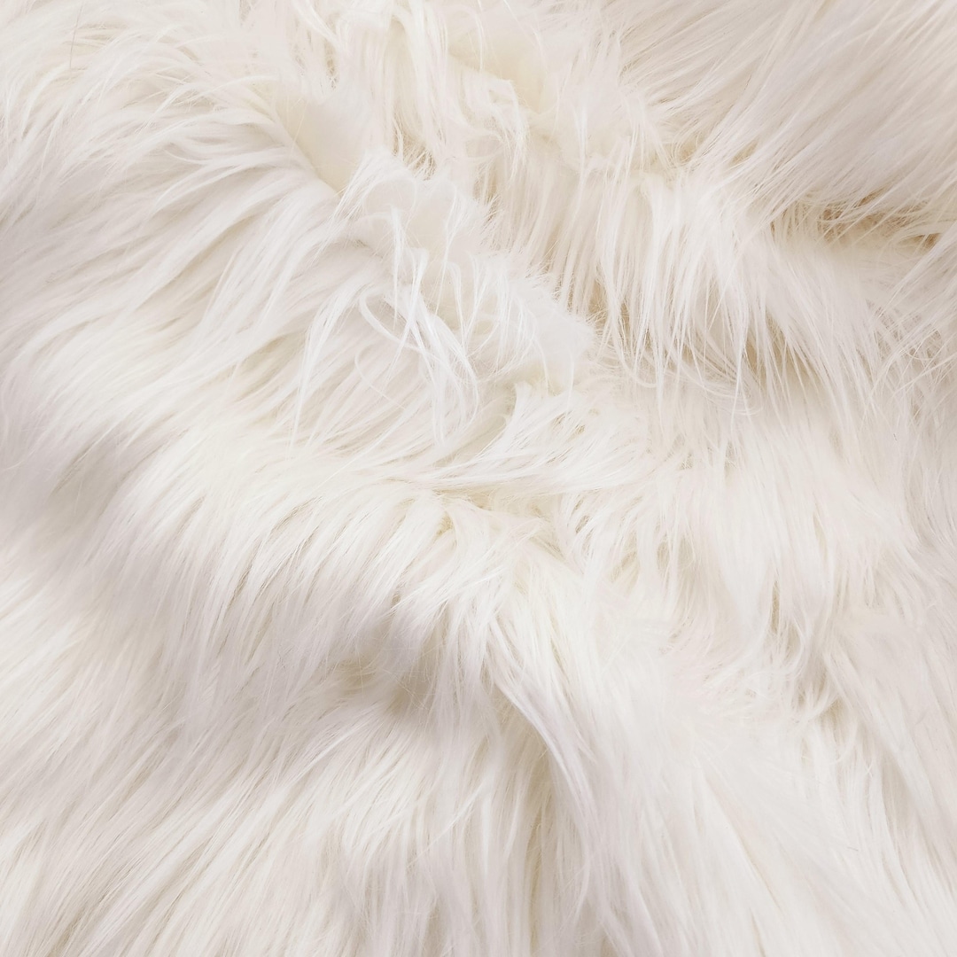 Ivory Long Pile Soft Faux Fur Fabric Shag Shaggy Material by Yard for ...