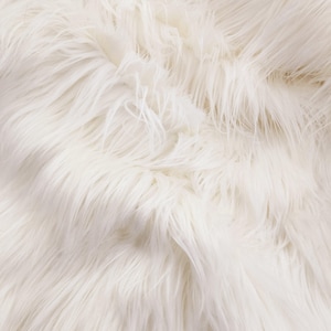 Ivory Long Pile Soft Faux Fur Fabric Shag Shaggy Material by Yard for ...