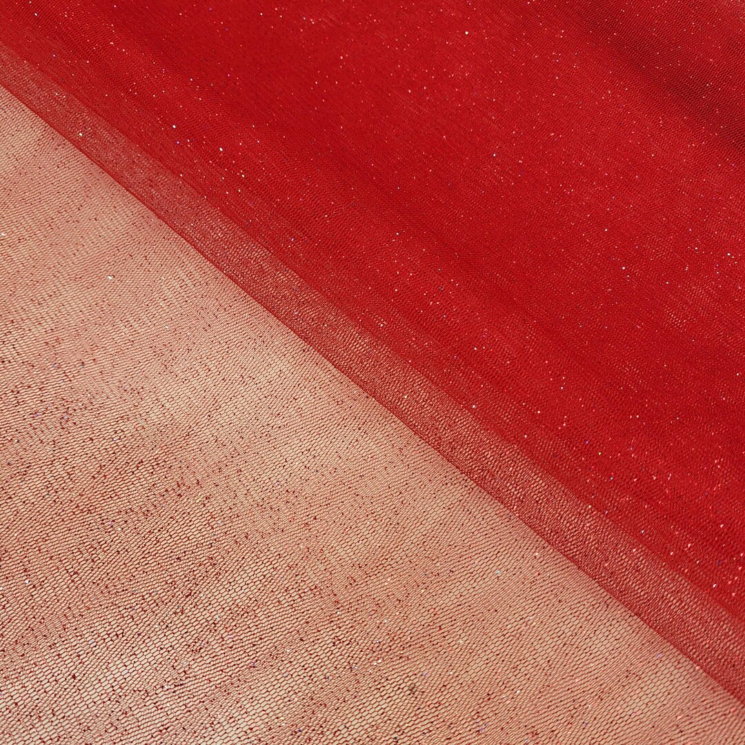 RED Glitter Tulle Fabric - Sparkle Tulle Fabric by the Yard for Bridal ...