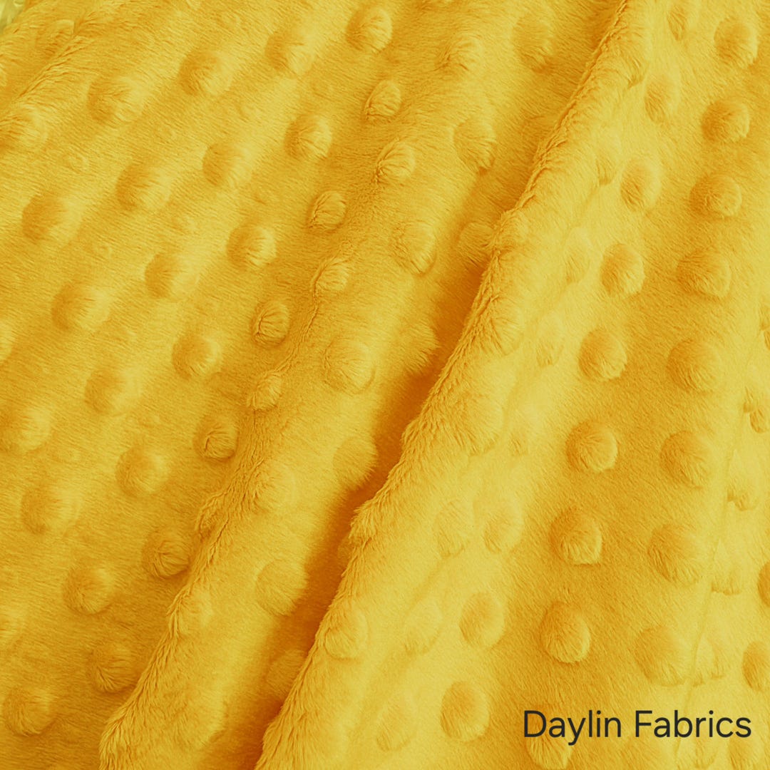 Yellow Rich Embossed Dimple Dots Soft Velvety Minky Fabric for Blankets ...