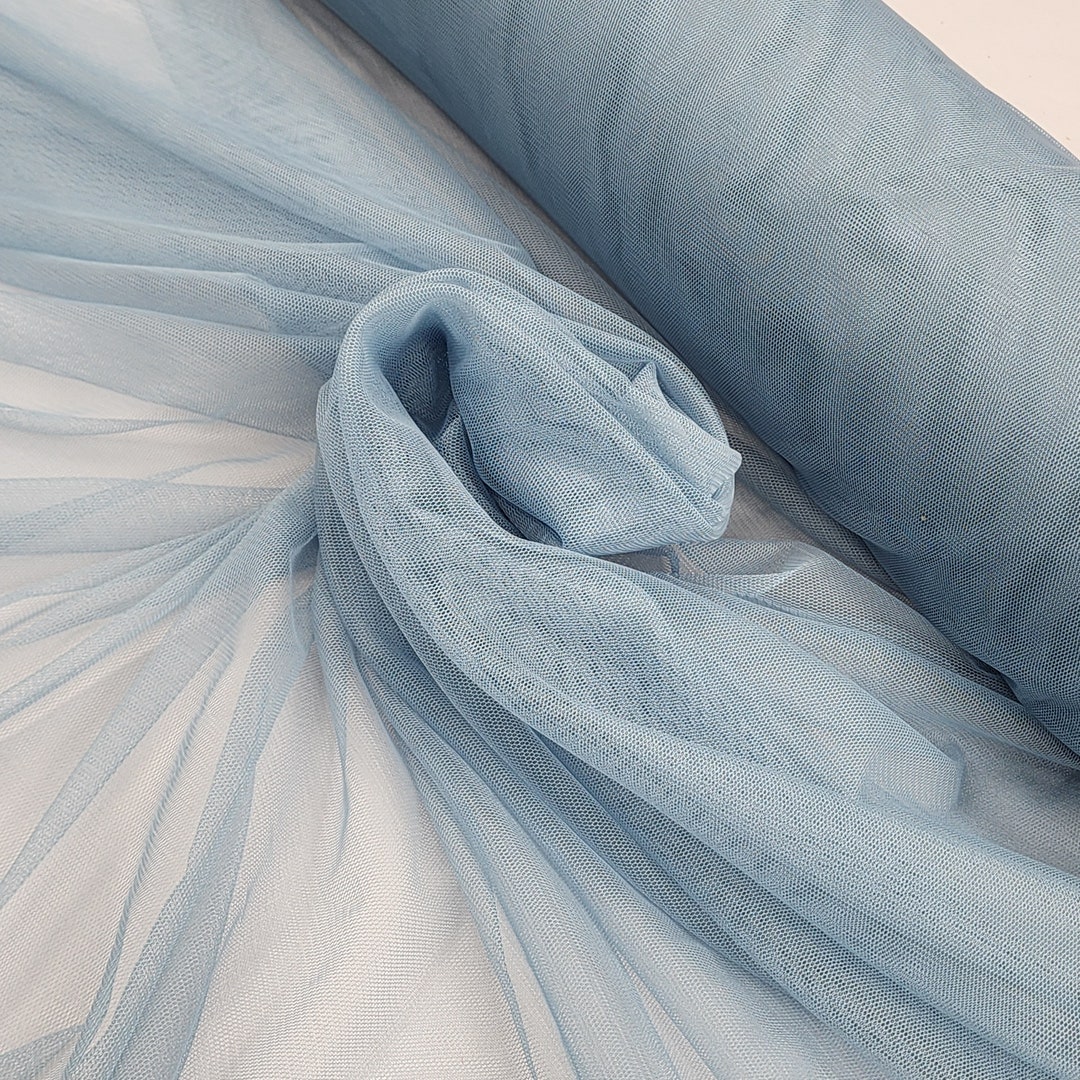 Dusty Blue English Netting Fabric by the Yard, 58/60"wide, Sheer Mesh ...
