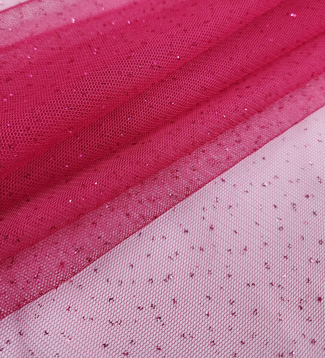 FUCHSIA Glitter Sparkle English Netting Tulle Fabric by the Yard ...