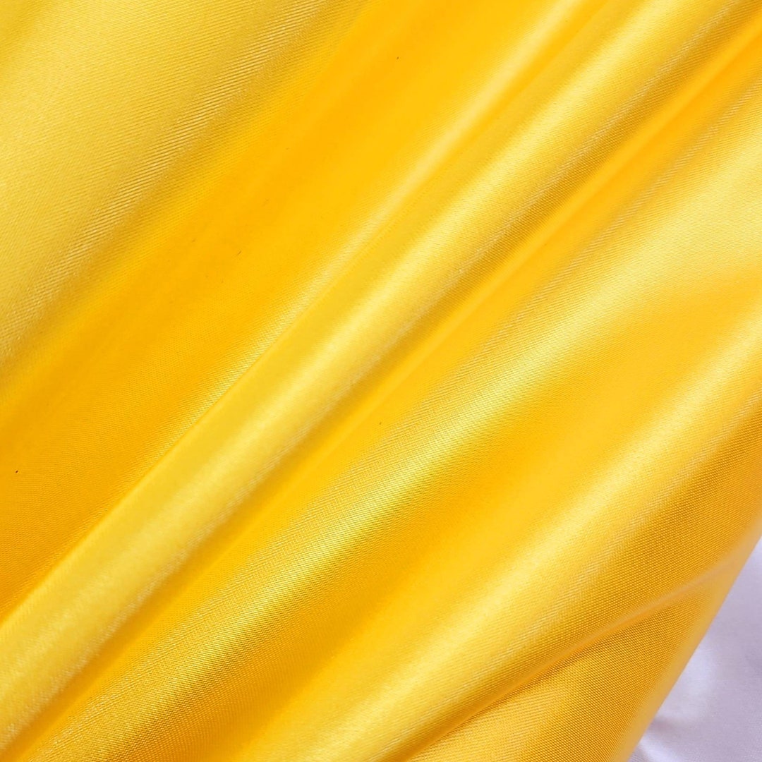 YELLOW Shiny Satin Fabric Silky Wedding Bridal Satin Fabric by the Yard ...