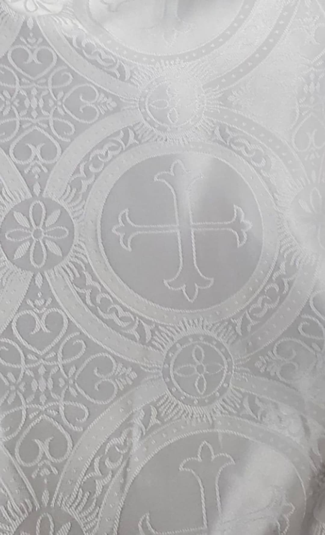 WHITE Religious Brocade Fabric - Vestment - Liturgical - Ecclesiastical ...