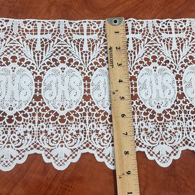 White Marian Lace Liturgical Trim Fabric Altar Decor Catholic Edging ...