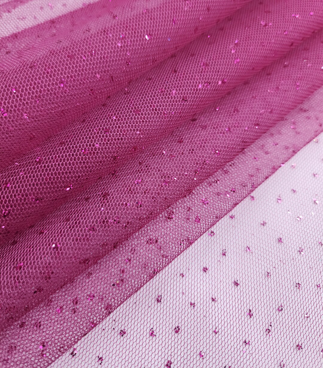 BERRY Glitter Sparkle English Netting Tulle Fabric by the Yard STYLE ...