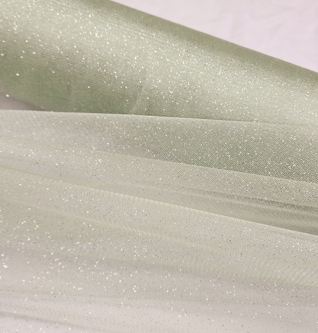Sage Green Glitter Tulle Fabric Dusty Green Sparkle Tulle by - Etsy