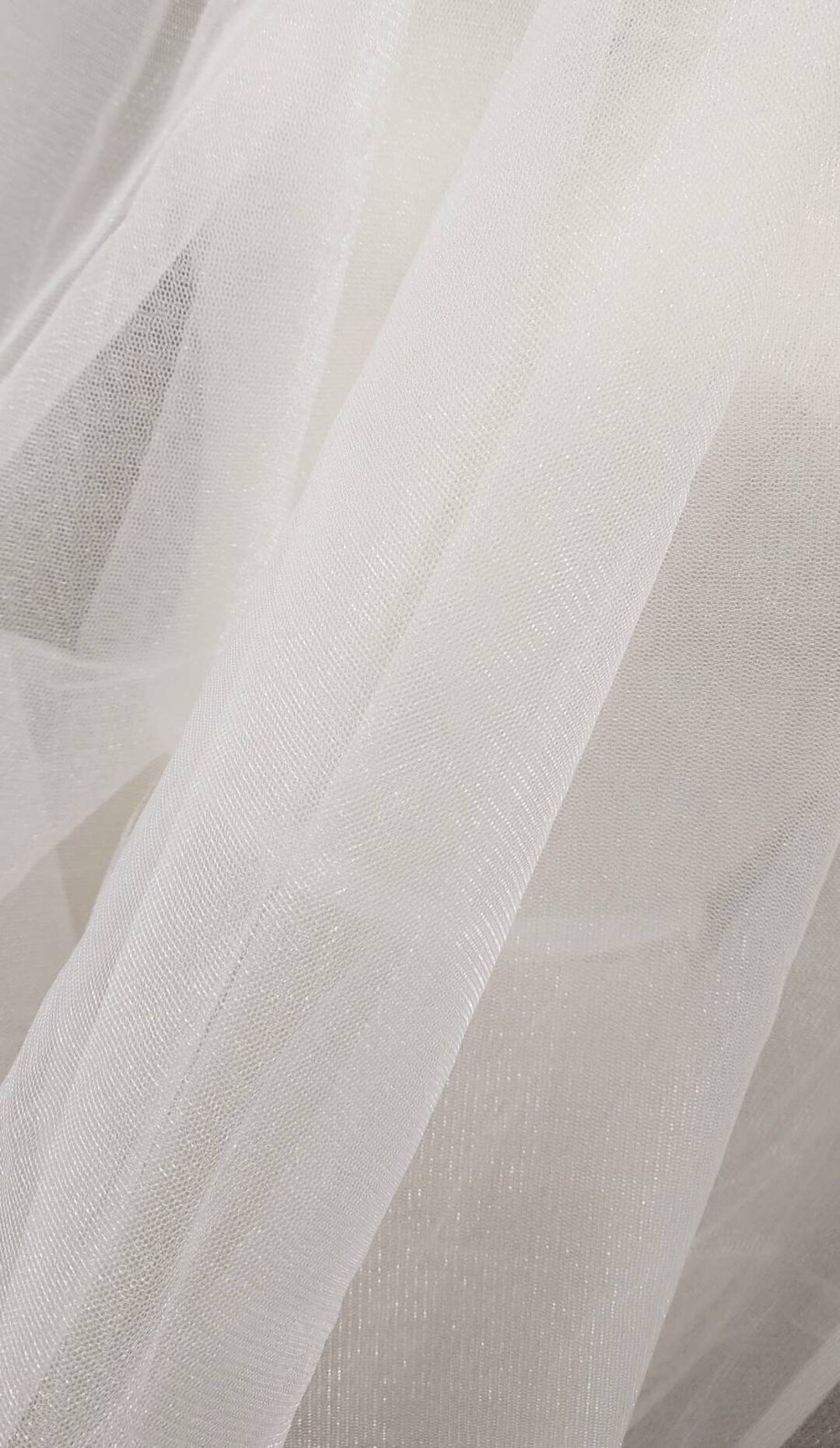 Off White Premium Cristal Shiny Tulle Fabric 2 Way Stretch Mesh 60 Wide ...