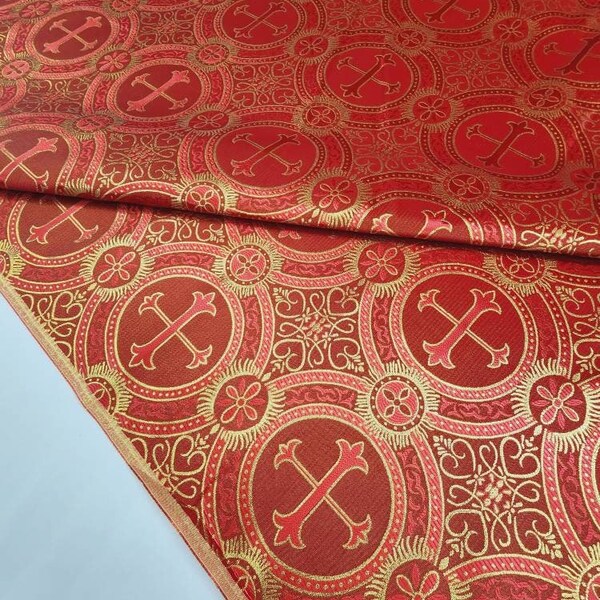 Red Gold Fabric - Etsy