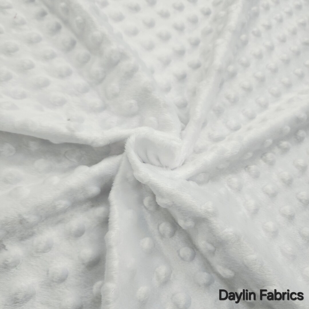 White Rich Embossed Dimple Dots Soft Velvety Minky Fabric for Blankets ...
