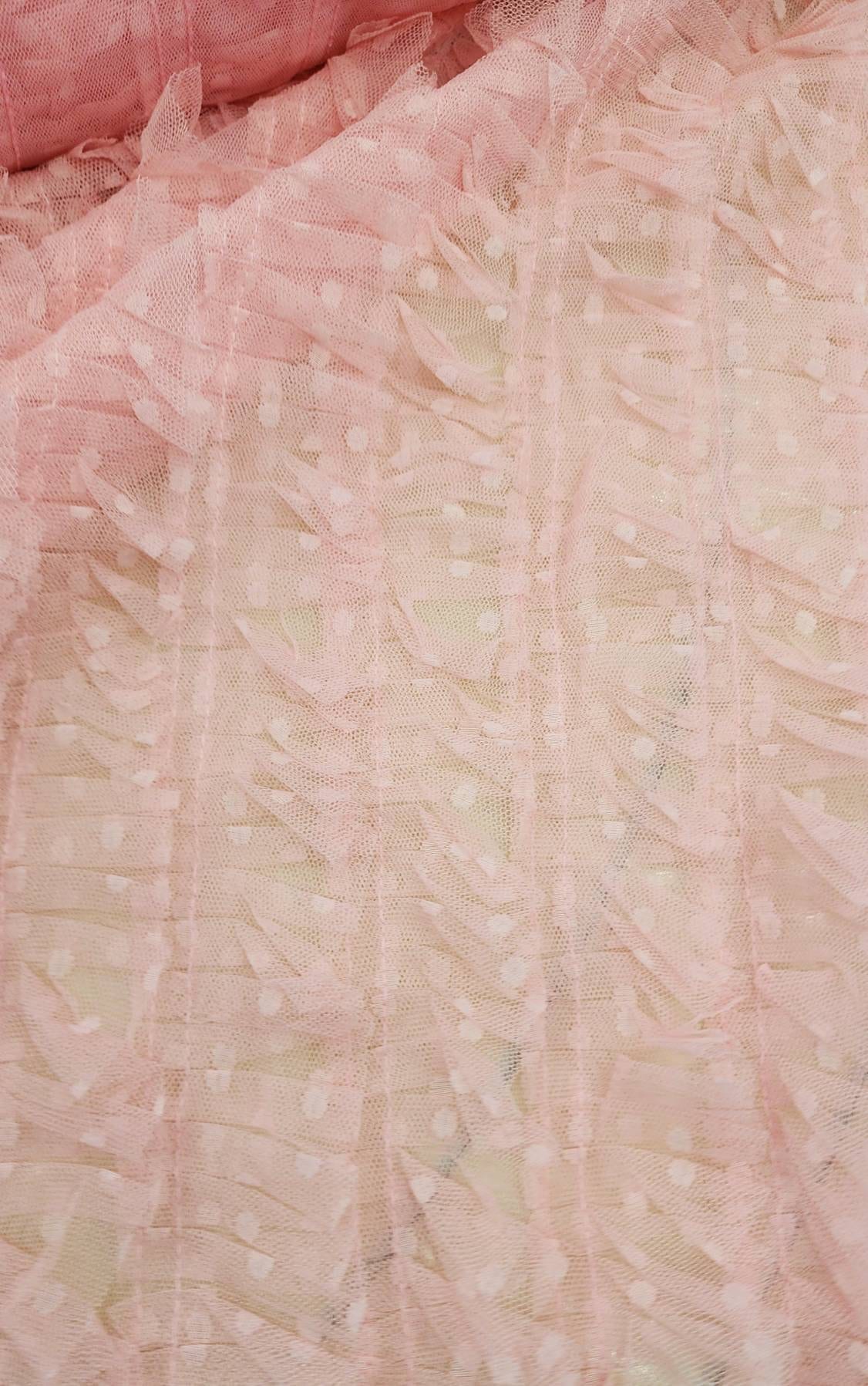Light Pink Ruffles on Mesh Fabric Polka Dots on Ruffle - Etsy