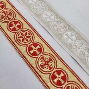 Red Gold Liturgical Ribbon 2inches Wide Trim Lace Fabric Religious ...