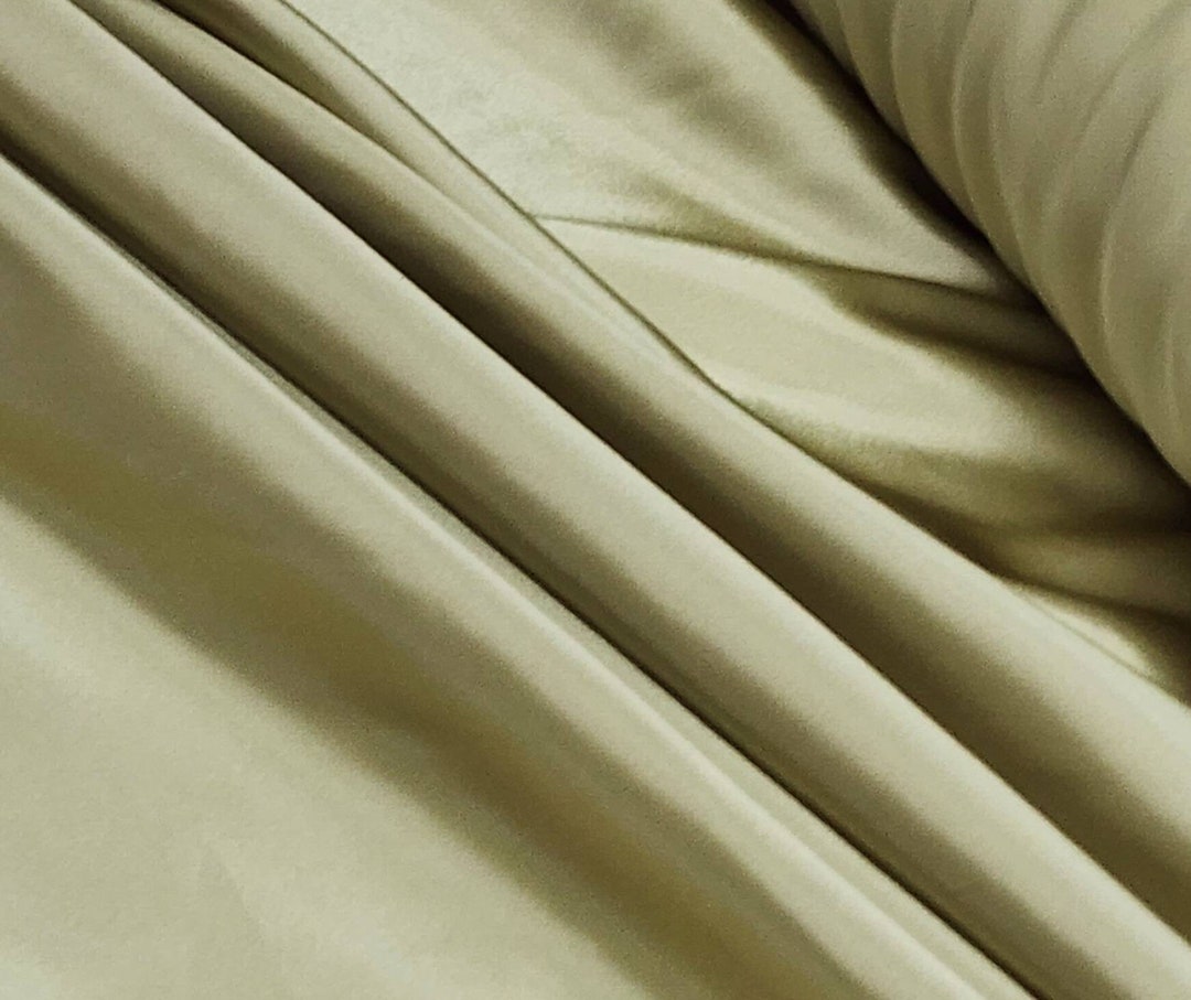 Olive Green Shiny Satin Fabric - Silky Wedding Bridal Satin Fabric by ...
