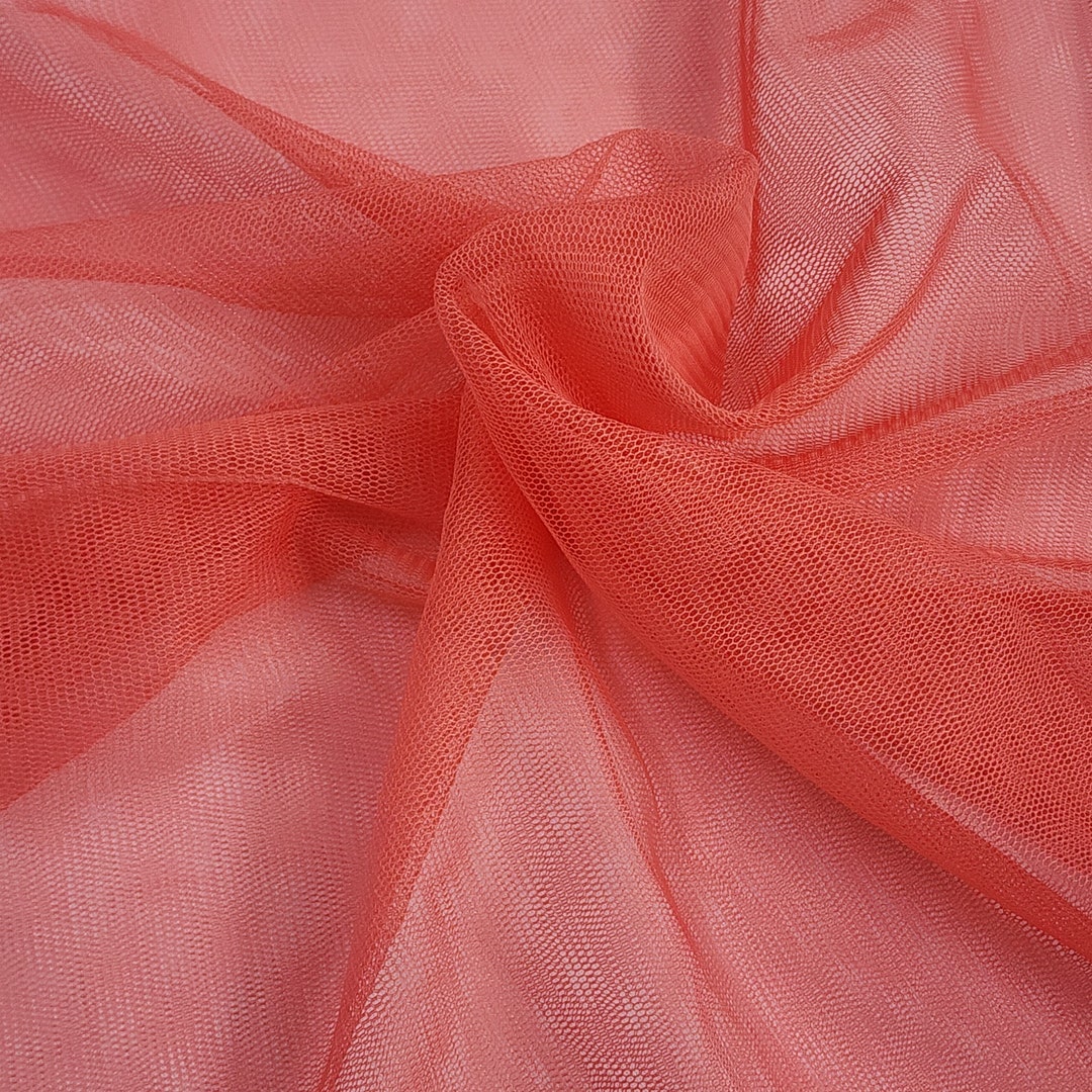 Dark Coral English Netting Fabric by the Yard, 58/60"wide, Sheer Mesh ...