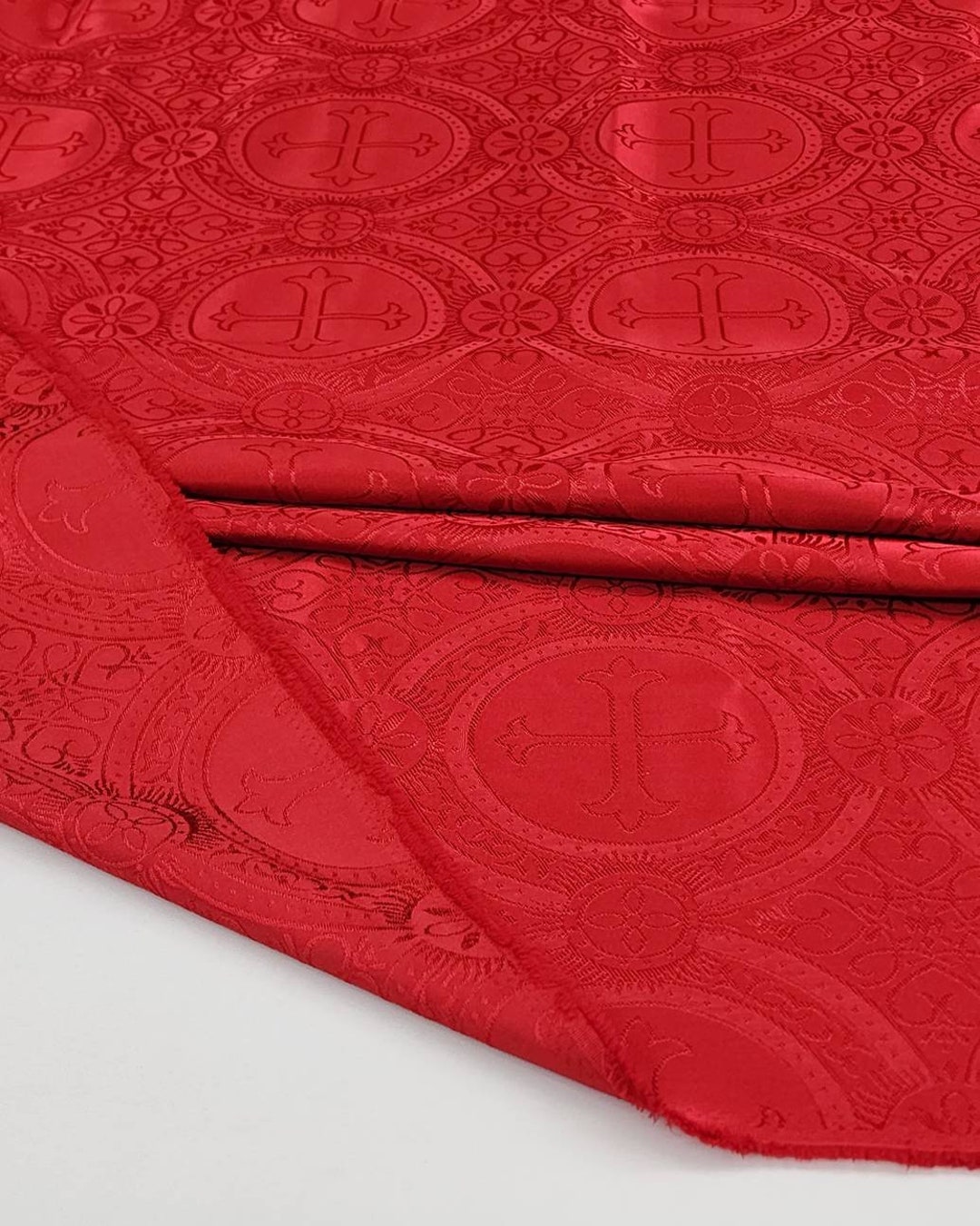 Red Religious Brocade Liturgical Fabric Ecclesiastical - Etsy