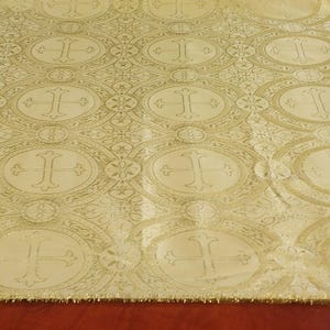 Ivory Gold Religious Brocade - Liturgical Fabric - Ecclesiastical ...