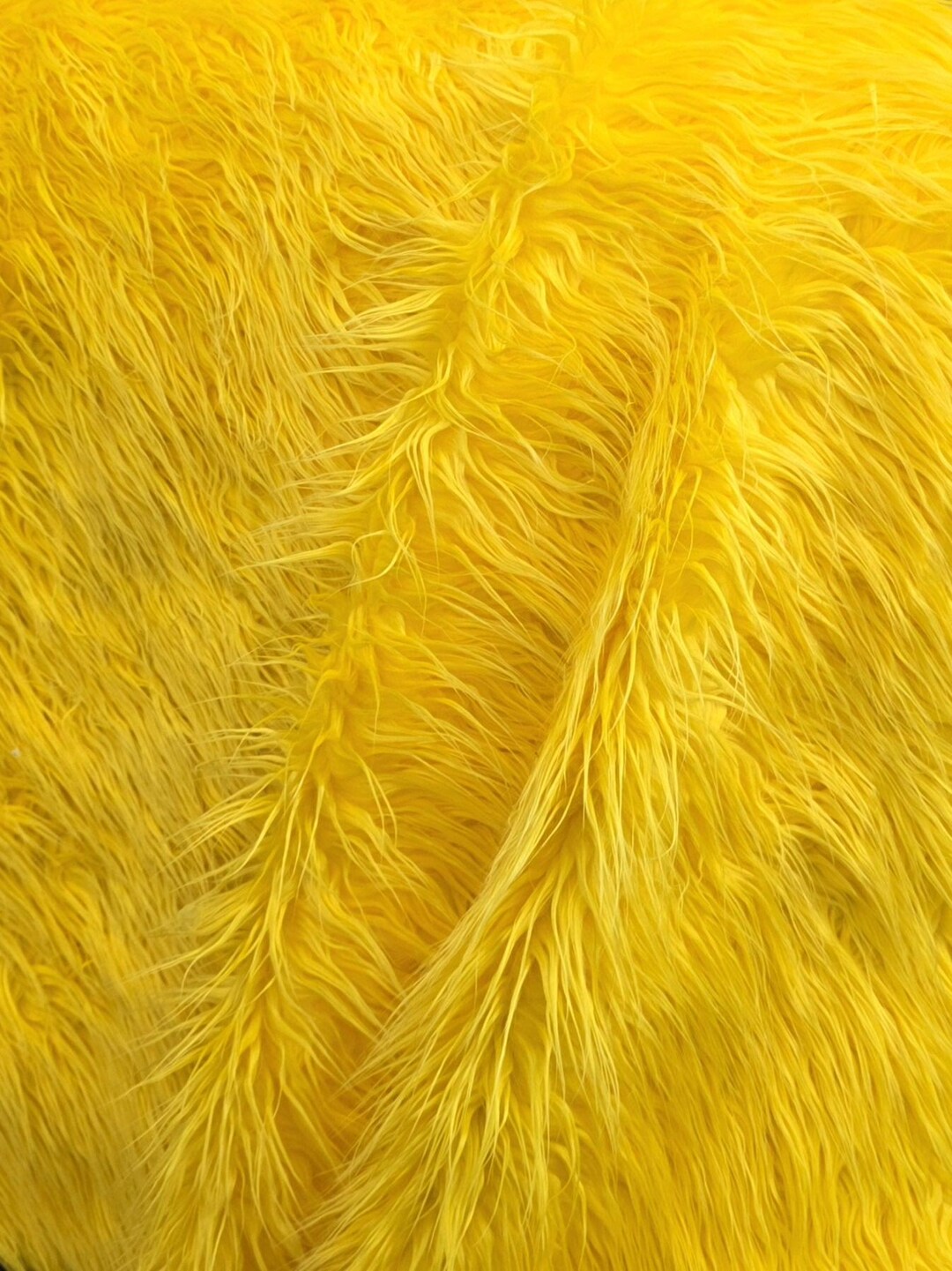 Yellow Long Pile Soft Faux Fur Fabric Shag Shaggy Material by Yard for ...