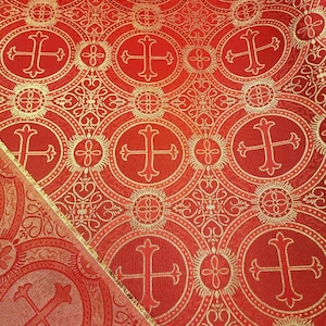 Red Gold Religious Brocade - Liturgical Fabric - Ecclesiastical ...