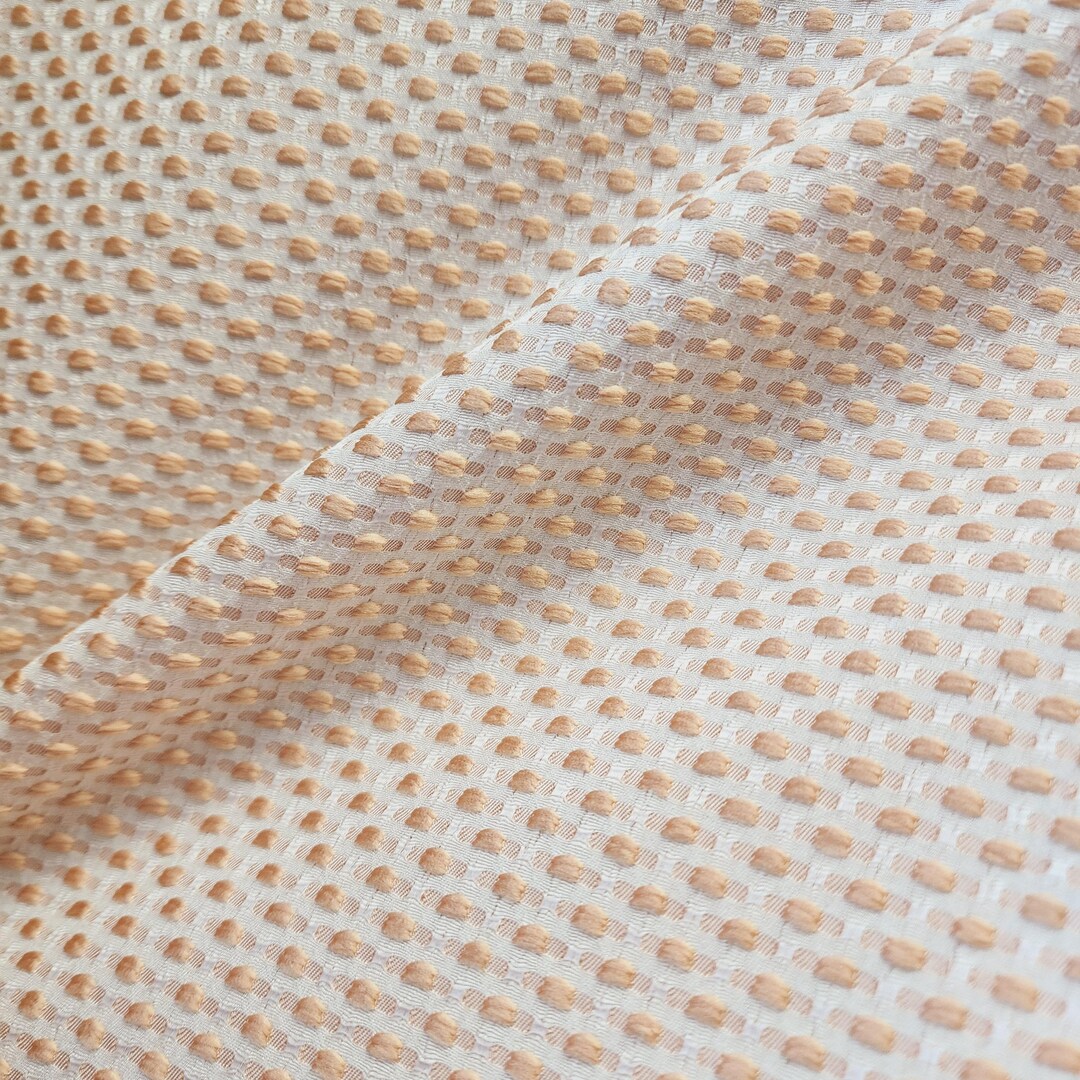 Ivory Blushl Embossed Polka Dots Design Jacquard Brocade Fabric by the ...