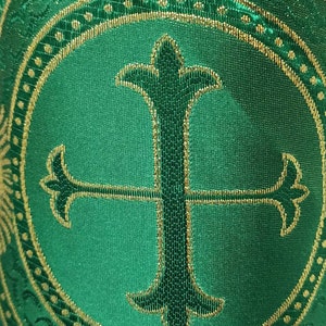 Emerald Green Gold Church Brocade - Liturgical Fabric - Ecclesiastical ...