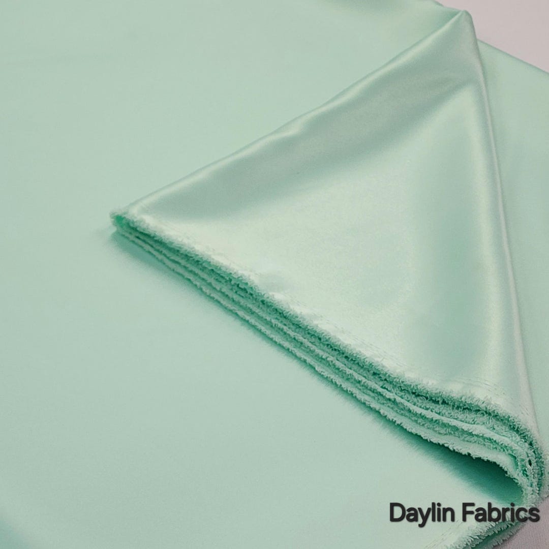 Ice Mint Blue Japanese Heavy Dull Matte Bridal Satin Fabric by the Yard ...