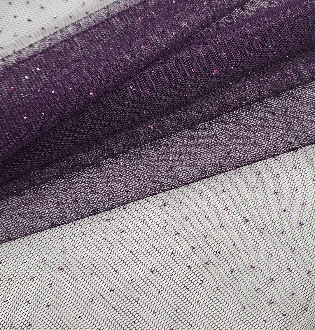PLUM Glitter Sparkle English Netting Tulle Fabric by the Yard - STYLE ...