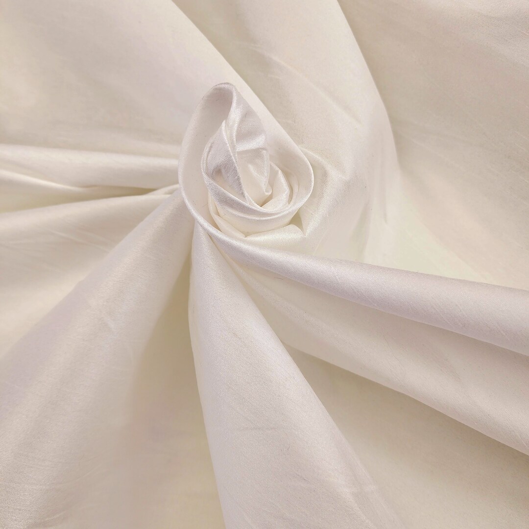 IVORY Shantung Dupioni Faux Silk Fabric by the Yard for Bridal Dress ...